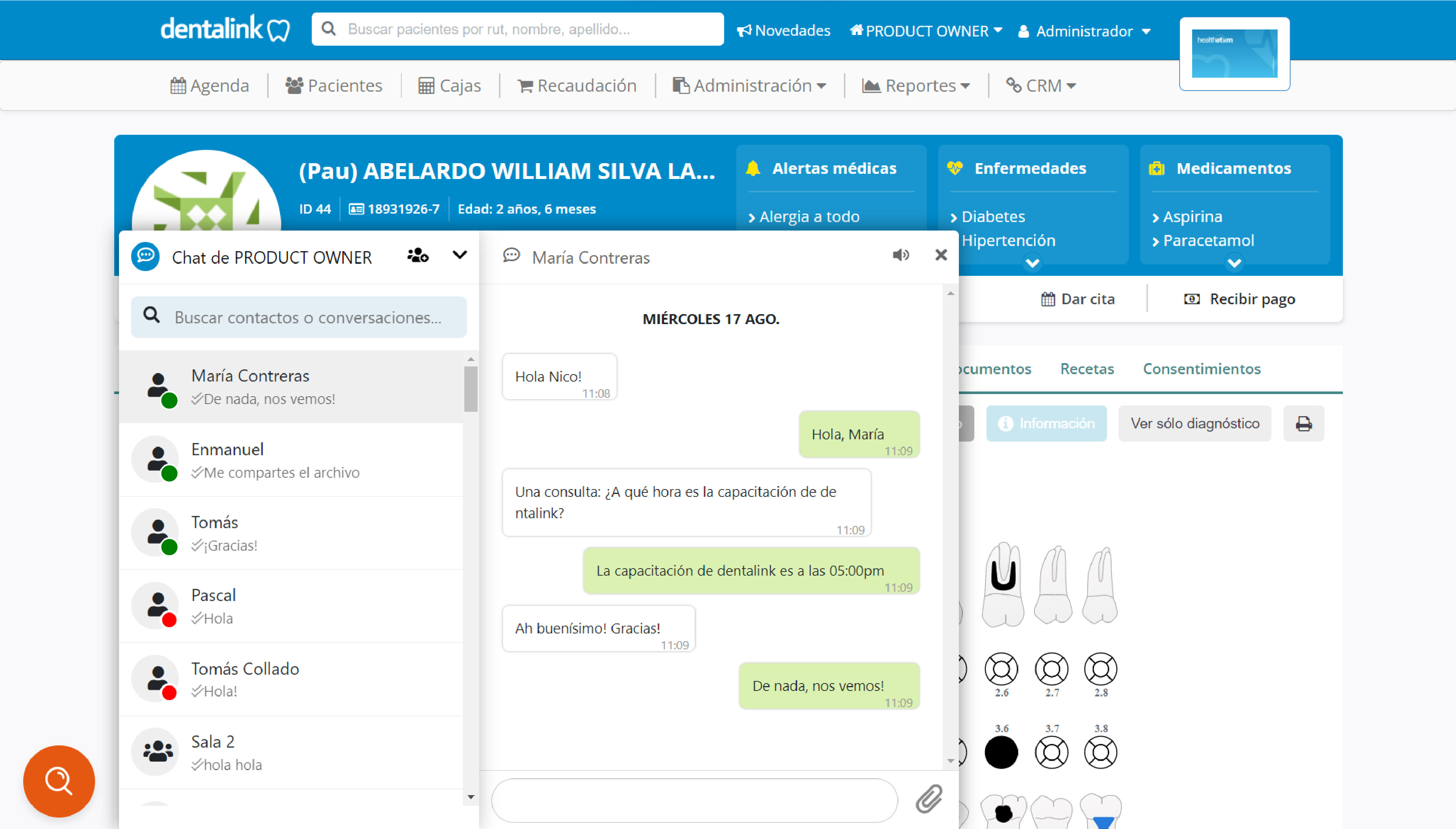 Nuevo Chat, Tratamientos Alternativos y más | Actualización agosto Dentalink